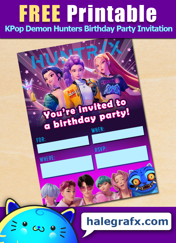 FREE Printable KPop Demon Hunters Birthday Invitation FREE Printable KPop Demon Hunters Birthday Invitation